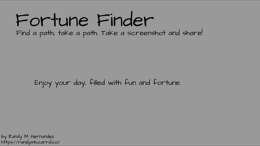 Fortune Finder - Show Your Work - The Wick Editor Forums